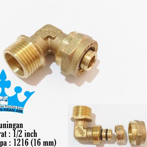 Jual Keni Drat Luar Knee L 1/2 inch Kuningan Sambungan Pipa Air Panas ...