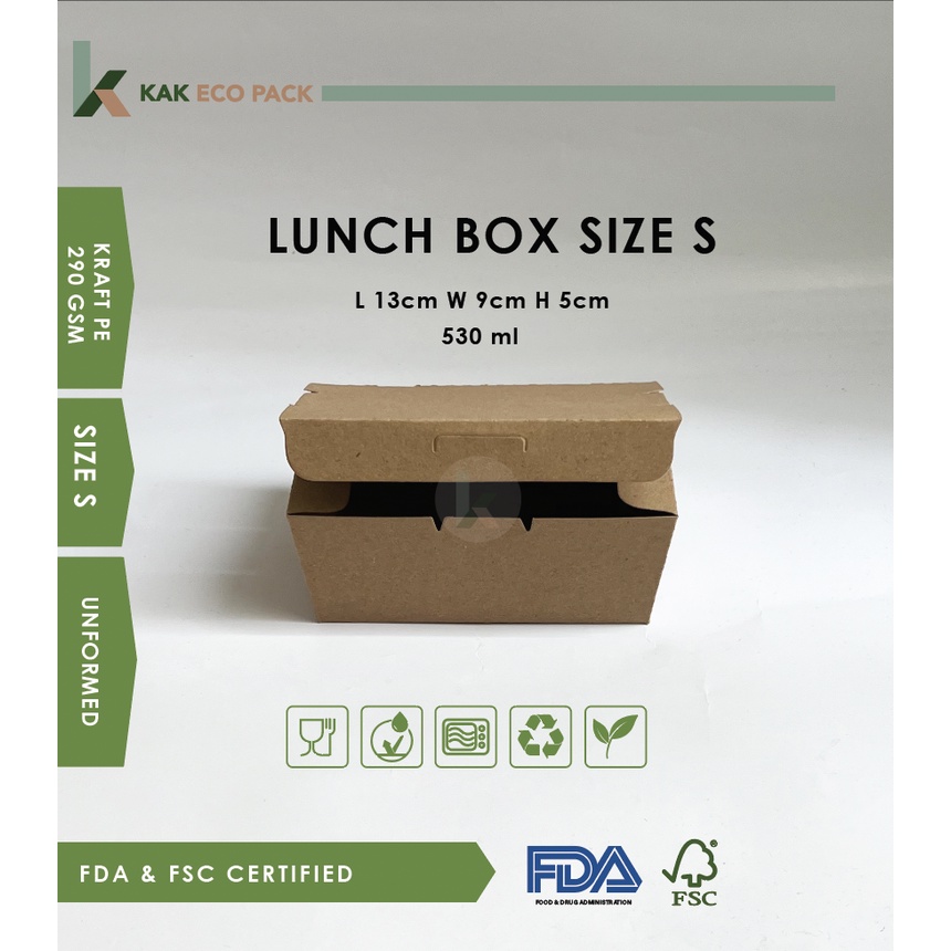 Jual Paper Lunch Box Food Grade Size S/ Kotak Makan Kraft PE / Box Nasi ...