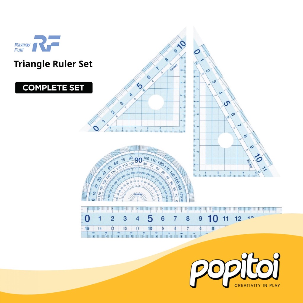 Jual Raymay Basic Ruler Set Straight Grid 15 18 30 cm Triangle Protractor Busur Penggaris ...