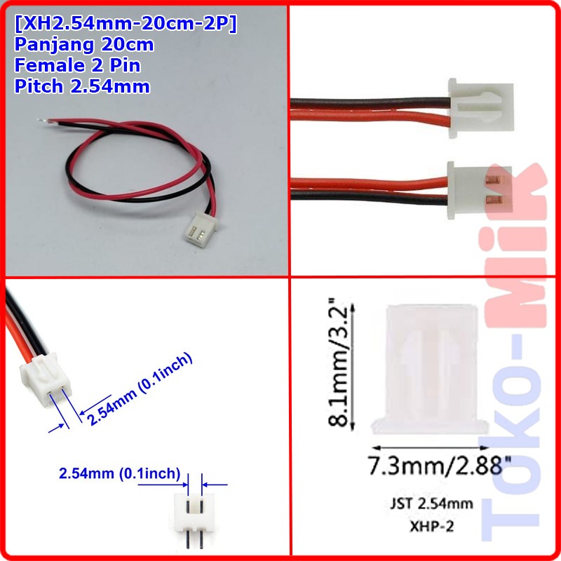 Jual JST XH2.54 XH 2.54 mm 2.54mm Female 2P 3P 4P 5P 6P 7P 8P Kabel 20cm | Shopee Indonesia