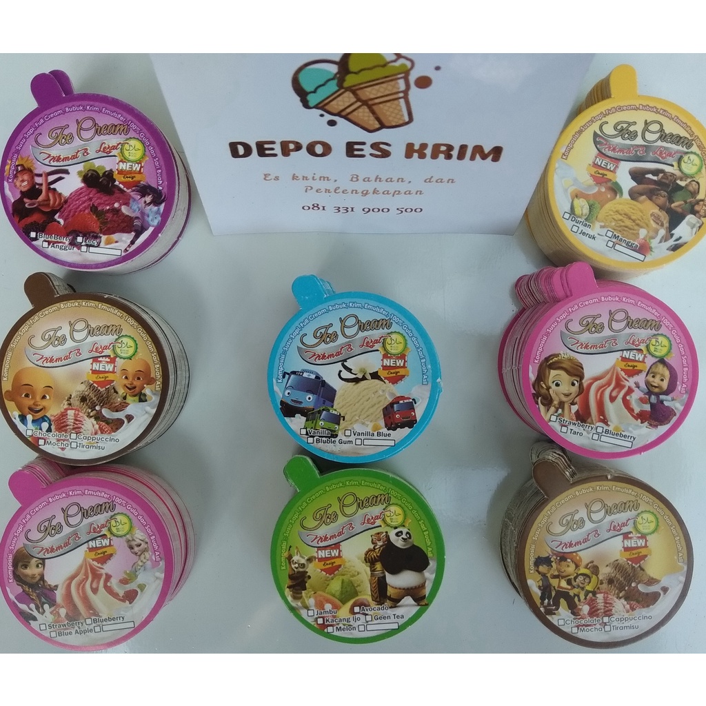 Jual Tutup Cup Es Krim 50 60 100 ml (50 pcs) Murah Lucu Ice Cream ...