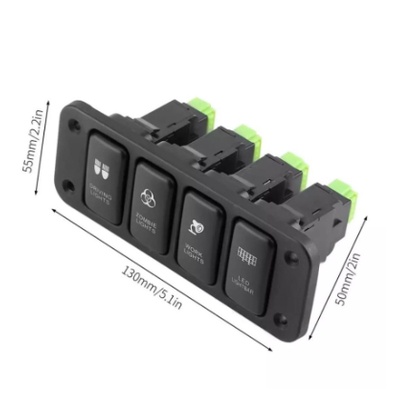 Jual SAKLAR PANEL 4 SWITCH PUSH BUTTON LED ON OFF 4 GANG 38x20 SWITCH ...