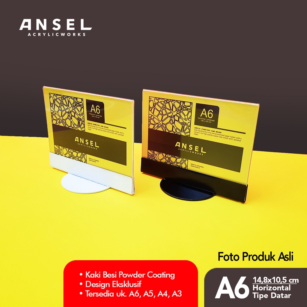 Jual ANSEL NORE - Tent Card Akrilik Kaki Besi / Datar A6 Horizontal 14 ...
