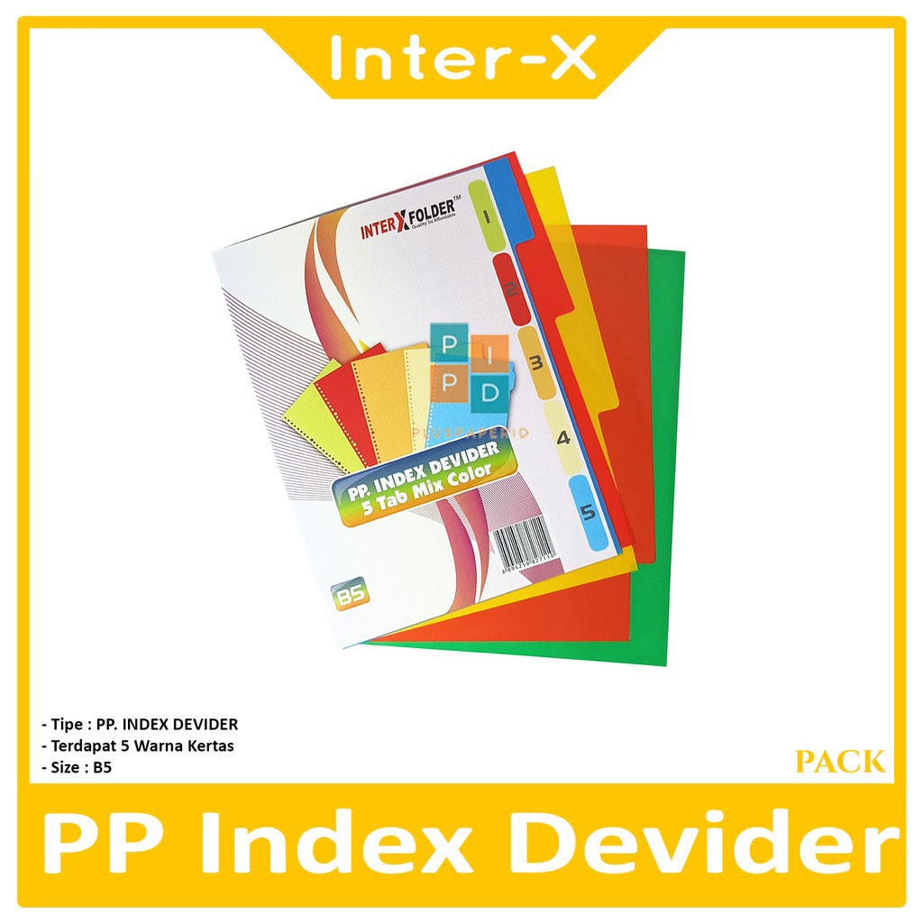 Jual Inter X Folder - PP Index Divider 5 Tab Mix Colour B5 - Set ...