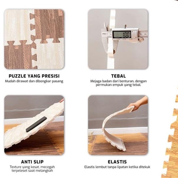 Jual Matras alas main anak karpet busa gabus 60cm isi 9pc playmat kayu ...