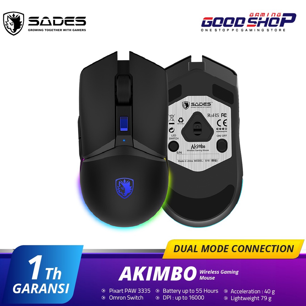 Jual Sades Akimbo RGB Dual Mode Lightweight - Gaming Mouse | Shopee ...