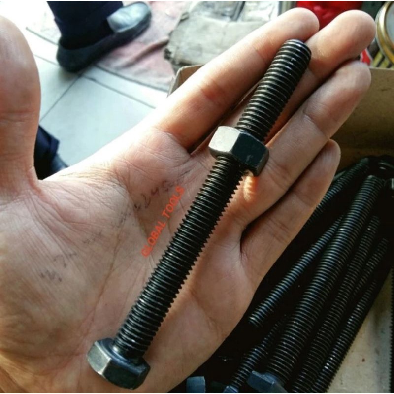 Jual baut mur baja m10x120 kunci 17 HTB baja 8.8 baja 88 hex bolt nut high tensile m10 x 120 ...