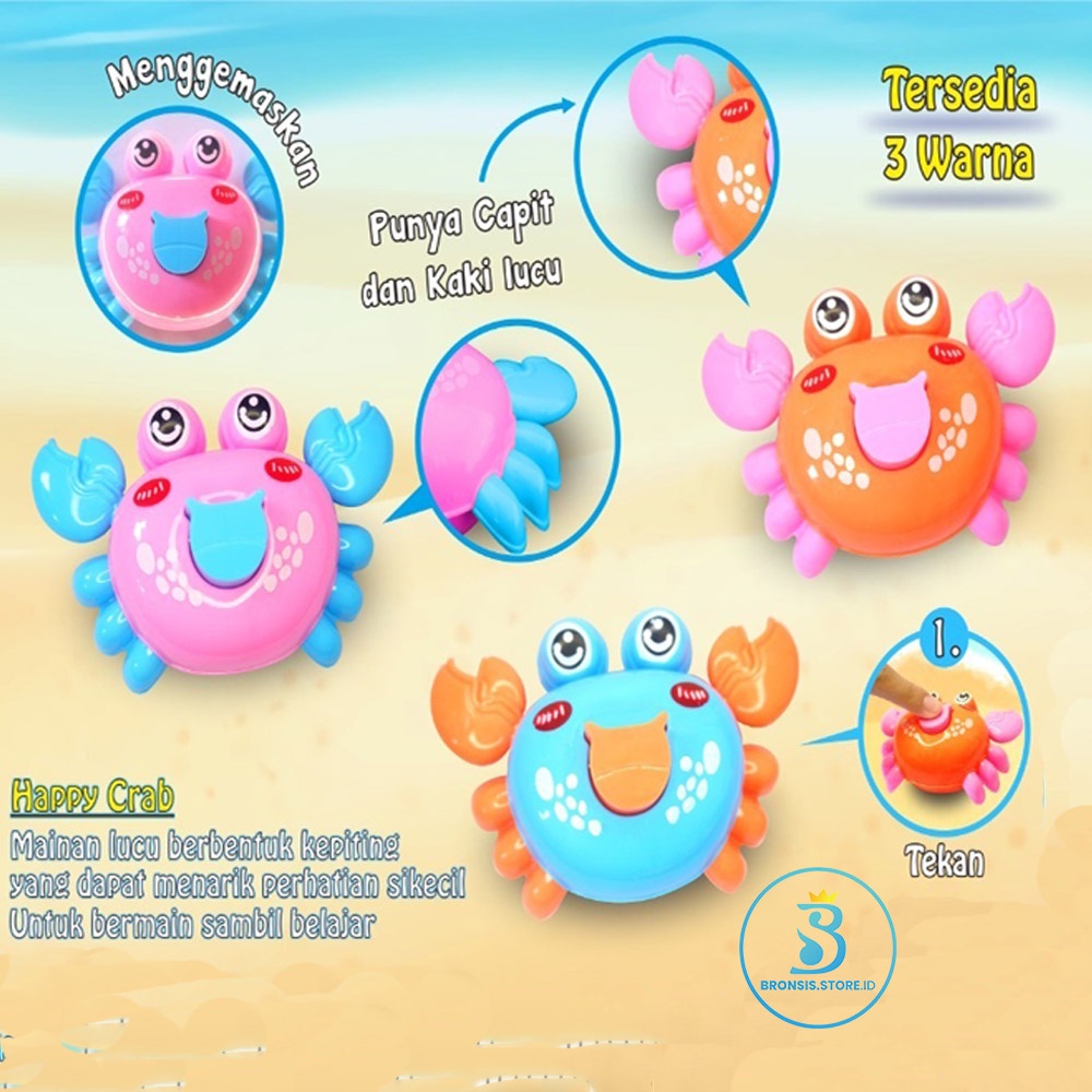 Jual WU - Mainan Anak Happy Crab Kepiting Di tekan Bisa Jalan ...