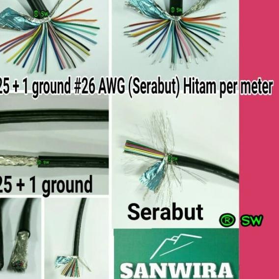 Jual Kabel Isi 25 + 1 ground #26 AWG (Serabut) Hitam per meter | Shopee ...