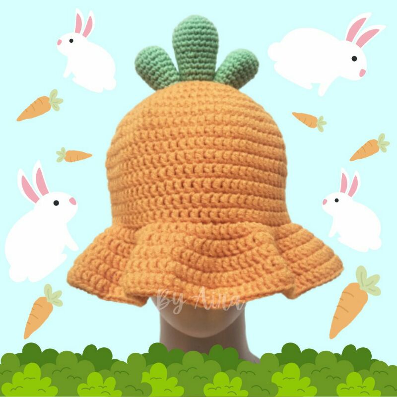 Jual Carrot Crochet Bucket Hat / Topi Rajut Wortel / Topi Crochet (BACA ...