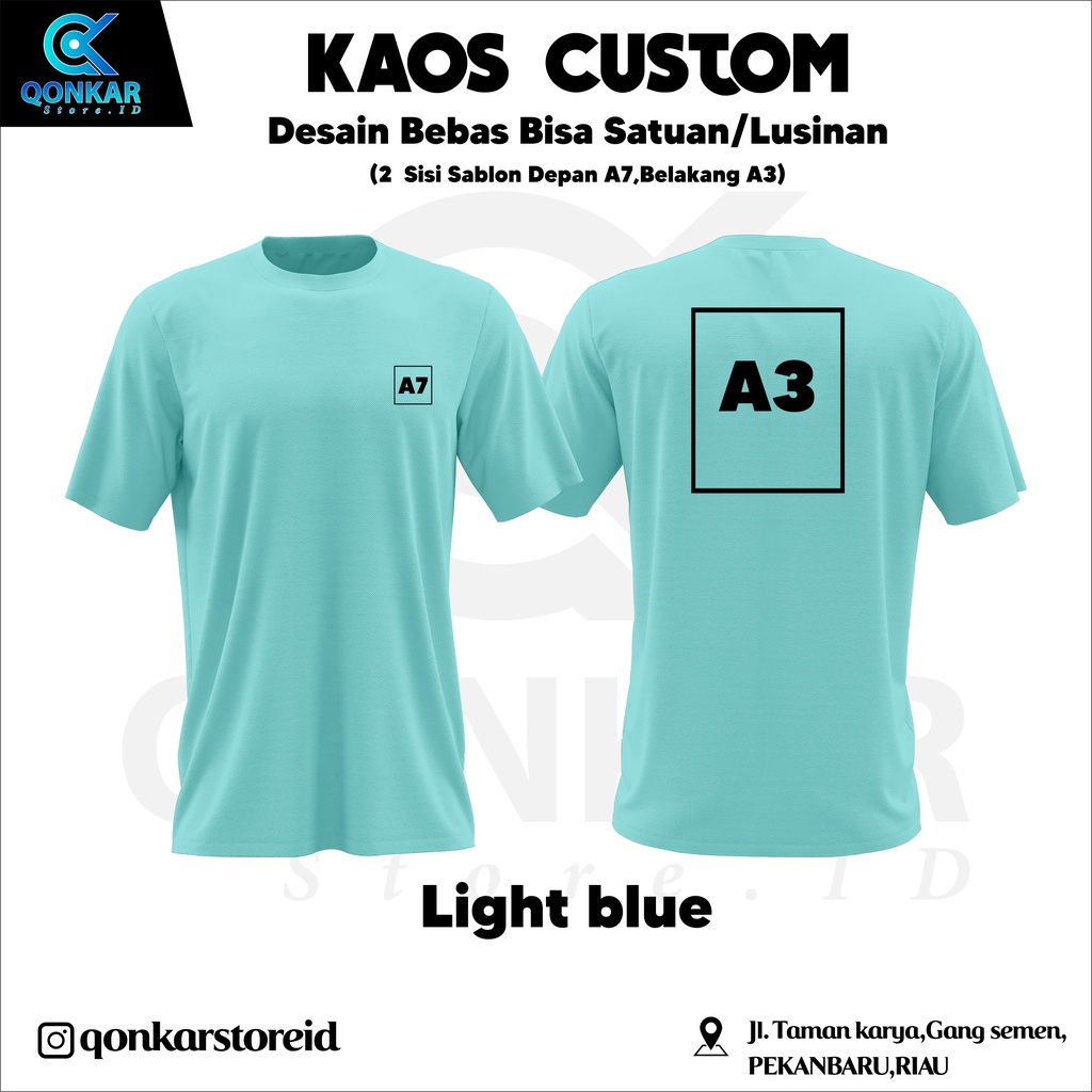 Jual KAOS SABLON CUSTOM SATUAN DESAIN BEBAS BAHAN COTTON COMBED 30S PREMIUM SABLON DTF DEPAN A7 ...