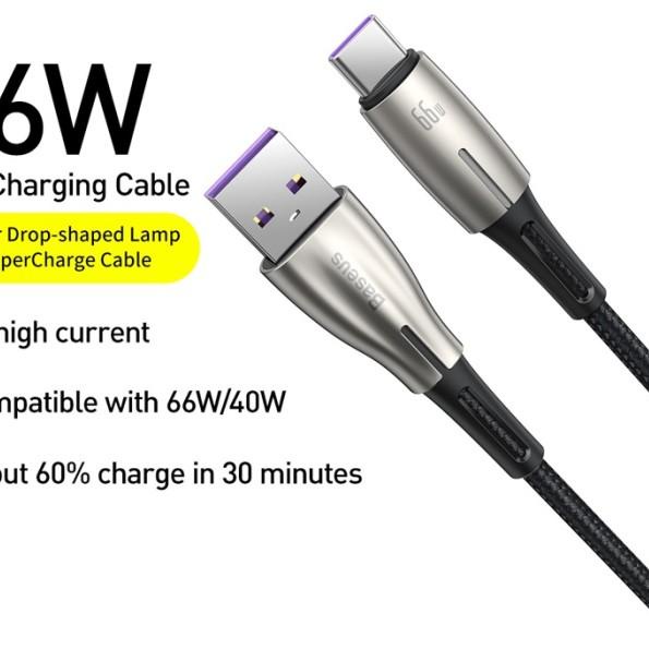 Jual Kabel Fast Charging 66W 6A USB Type A to C 1M & 2M Nylon - 1 Meter ...