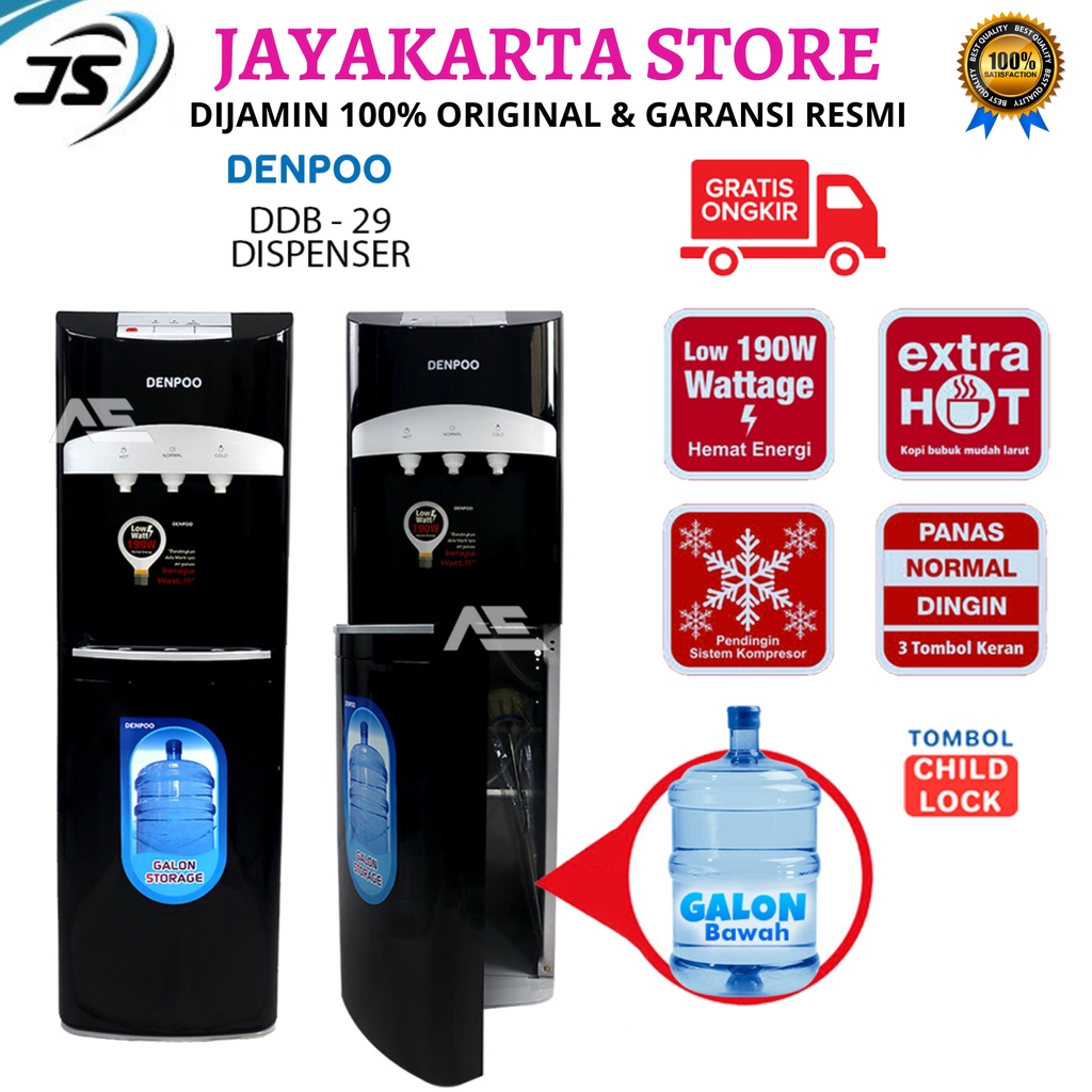 Jual DISPENSER AIR GALON BAWAH DENPOO DDB 29 HOT COLD & FRESH TERBARU ...
