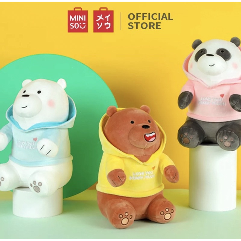 Jual BONEKA MINISO LOVELY SITTING PLUSH TOY MINISO WE BARE BEARS ...