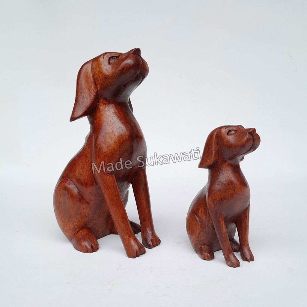 Jual Kerajinan patung kayu Anjing dog duduk ukiran handmade bali ...