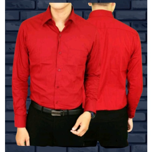 Jual KEMEJA POLOS MERAH CABE,LENGAN PANJANG,KEMEJA BASIC,KEMEJA KERJA ...