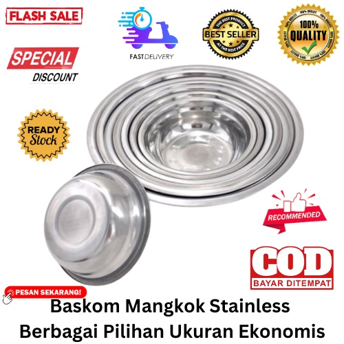 Jual [BISA COD] PROMO Baskom Mangkok Stainless Berbagai Pilihan Ukuran ...