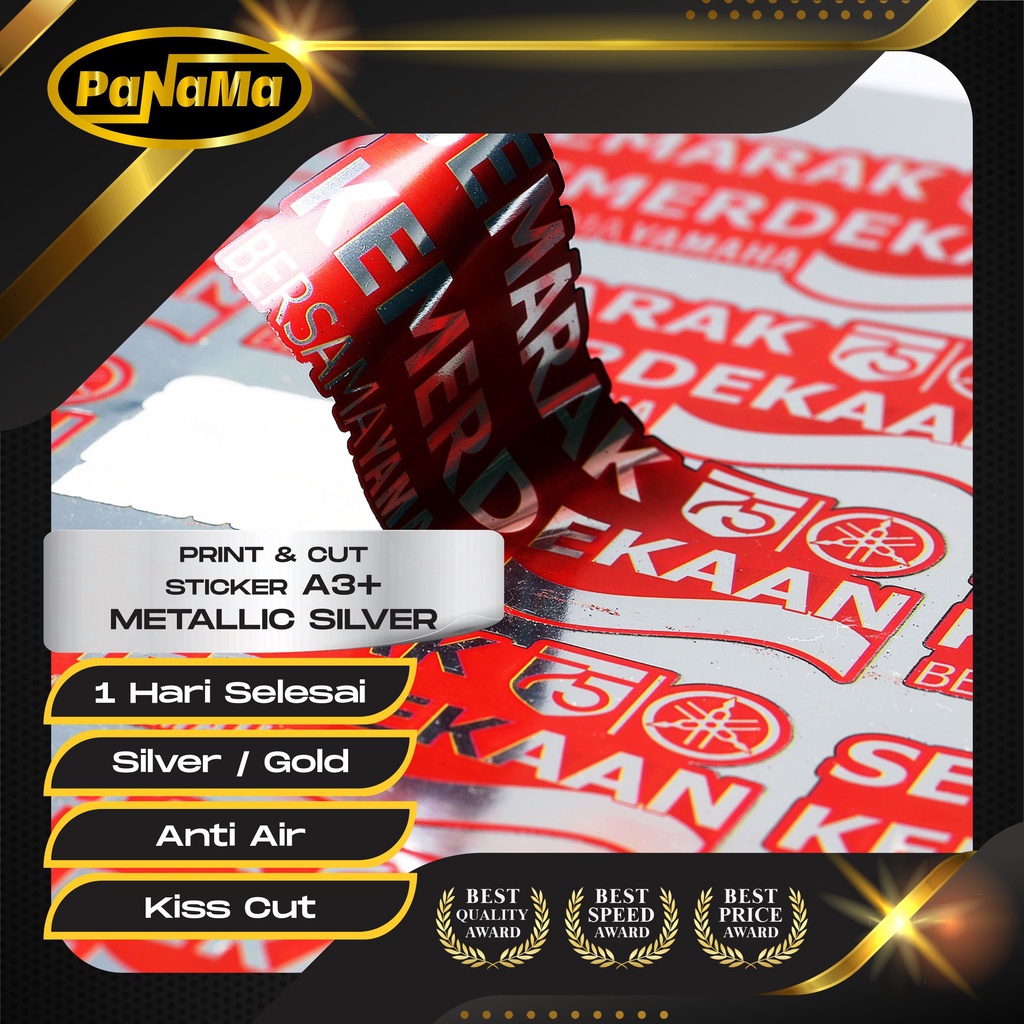 Jual Print & Cut Sticker Metallic Silver / Gold A3+, Cetak Kiss Cut ...