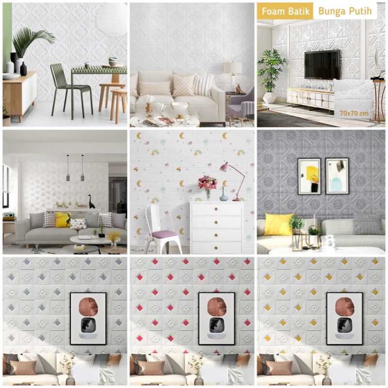 Jual 3D-Foam Dinding Plafon Atap Wallpaper Anti Lembab Gabus Embossed 3 ...