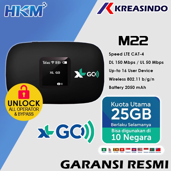 Jual HKM M22 Modem Mifi Wifi XL GO IZI Free Kuota Unlock Garansi resmi | Shopee Indonesia