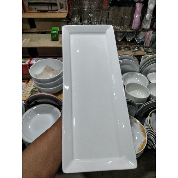 Jual Piring Saji Keramik persegi panjang P.45 L.18cm T.3cm | Shopee ...