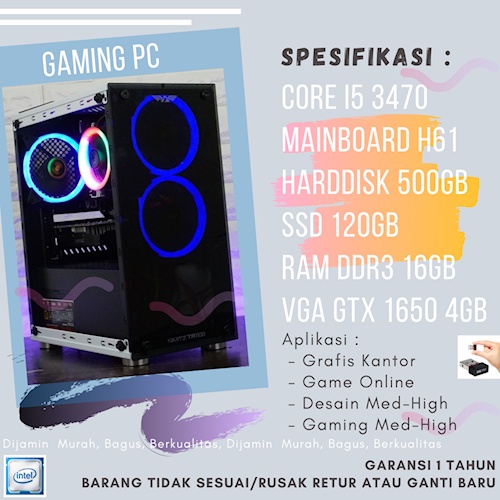Jual PC GAMING CORE i5 3470 KOMPUTER CPU VGA GTX 1650 4GB RAM 16 E49 | Shopee Indonesia