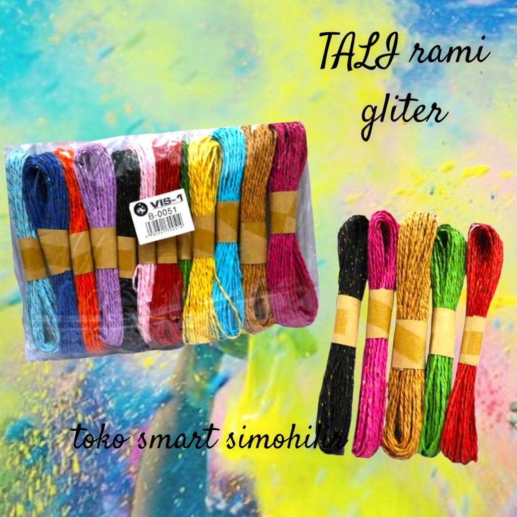 Jual TALI RAMI GLITER / KERTAS RAFIA/ ROPE DIY CRAFT GIFTBOX ...