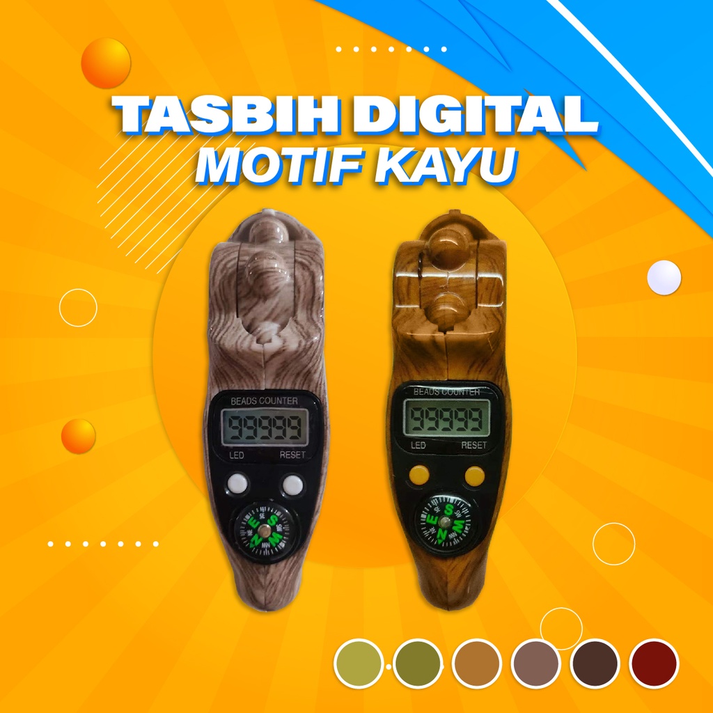 Jual Tasbih Digital Motif Kayu Led + Kompas / Tasbih Kayu Alat Hitung ...