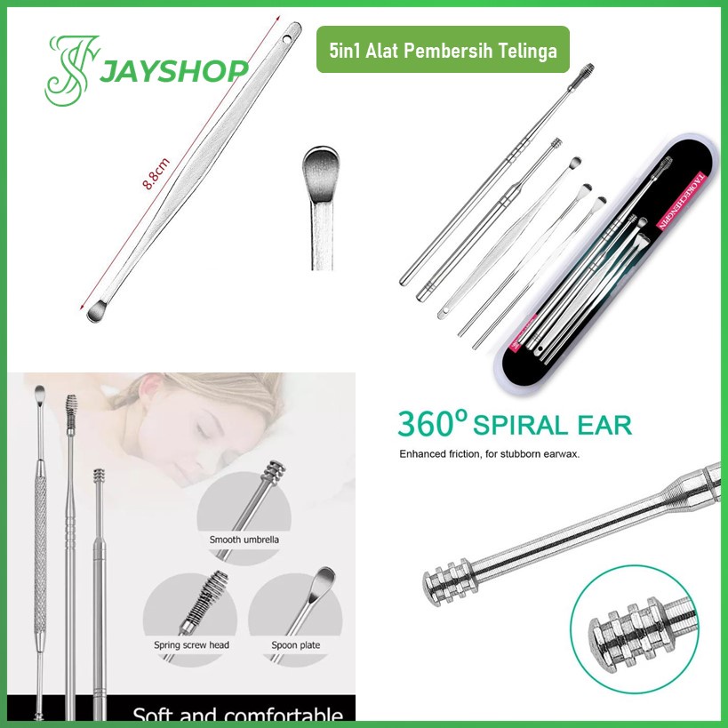 Jual Alat Pembersih Telinga Stainless 5in1 Alat Korek Kuping Ear Wax ...