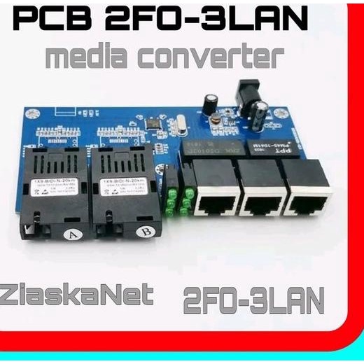 Jual PCB Media Converter 2FO 3LAN 100 Mbps 2 port fo 3 port lan board ...