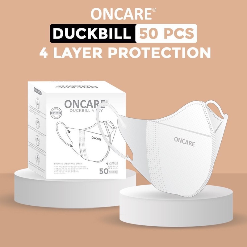 Jual ONCARE Masker Duckbill 4 PLY Earloop Dewasa Hitam / Putih / Warna Box isi 50 Pcs Emboss ...