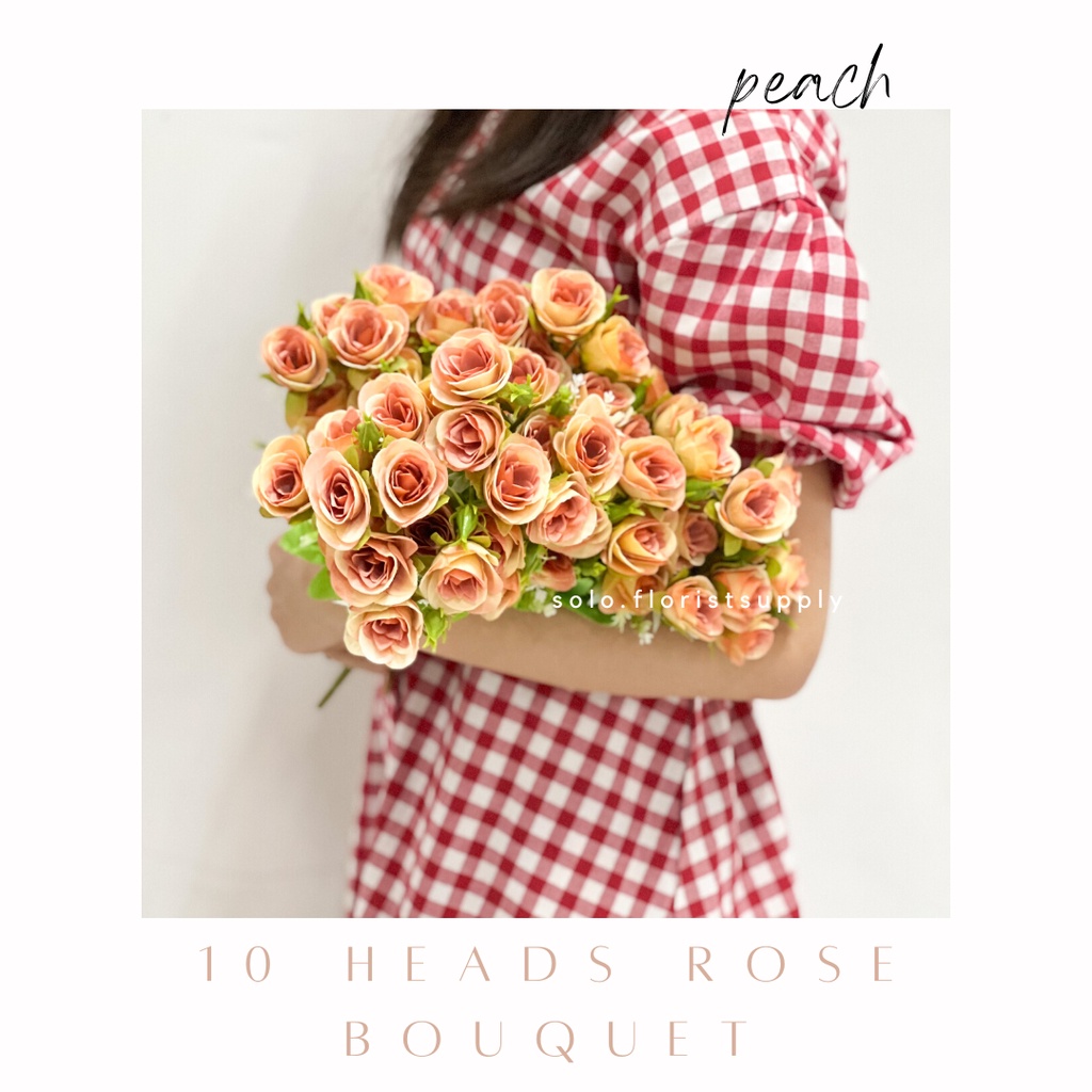 Jual 10 HEAD ROSE BOUQUET BUNGA MAWAR KECIL HIAS ARTIFICIAL PASTEL ROSE ...