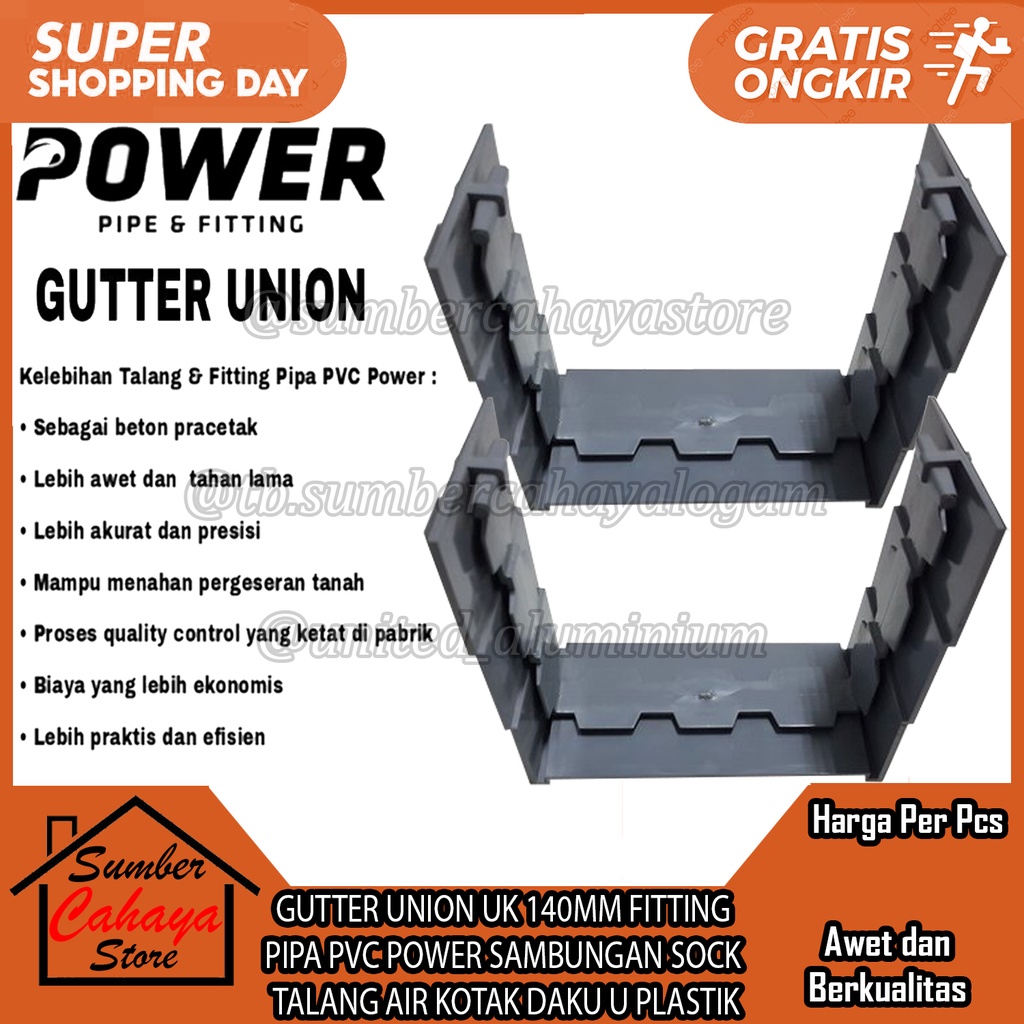 Jual GUTTER UNION UK 140MM FITTING PIPA PVC POWER SAMBUNGAN SOCK TALANG ...