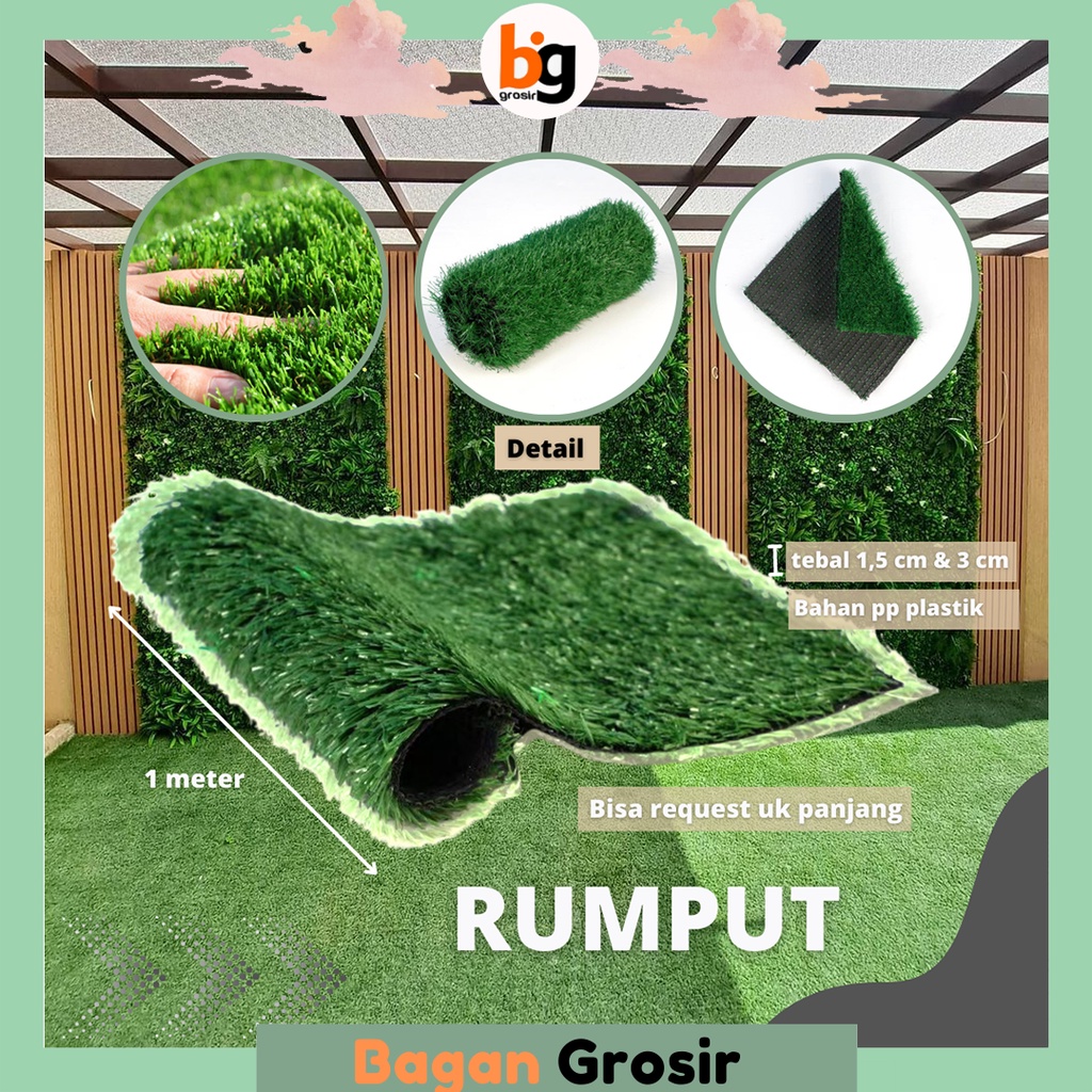 Jual Rumput Tebal 3 Cm Ukuran 100cm X 100cm Rumput Sintetis Dinding ...