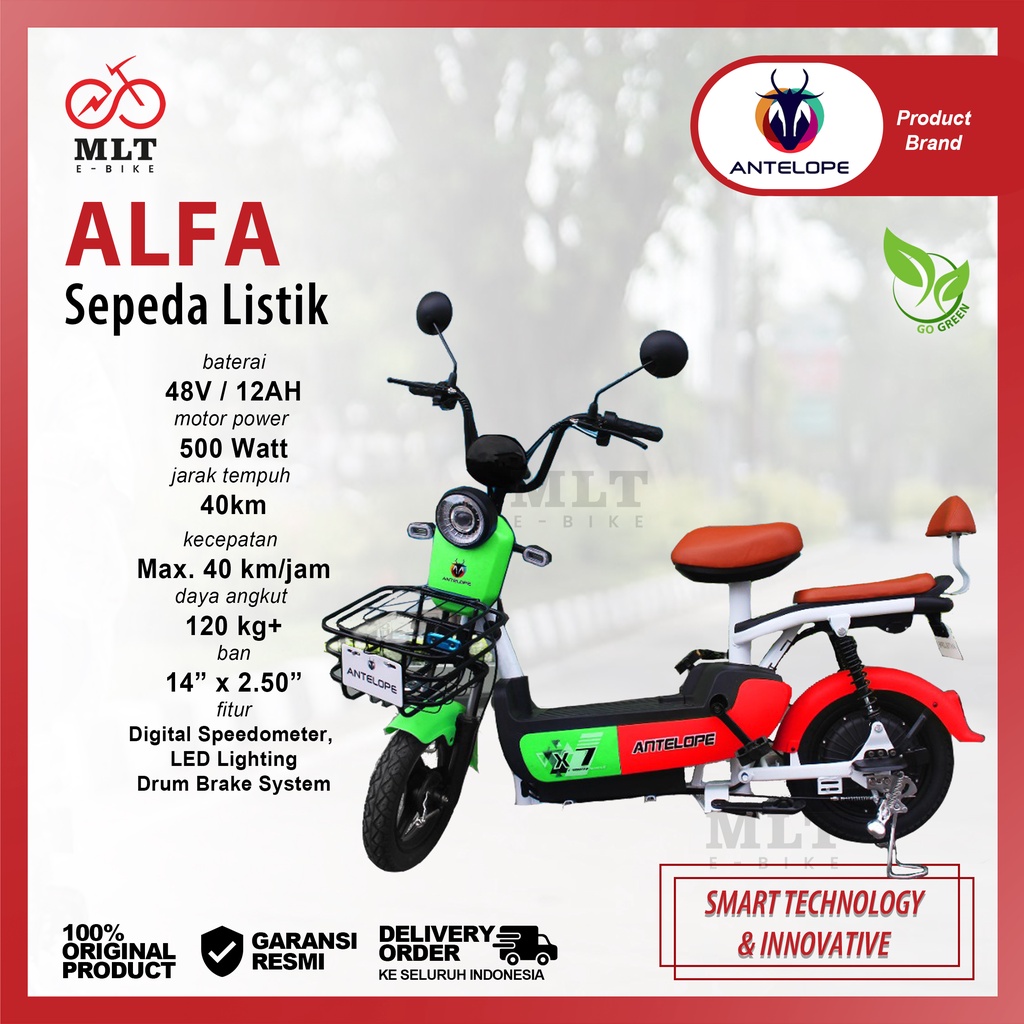 Jual ANTELOPE ALFA Sepeda Listrik e-bike aki original garansi resmi ...