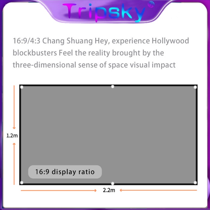 Jual Proy (Ready!) Layar Proyektor 100 Inch, Ukuran 220Cm*120Cm Screen ...