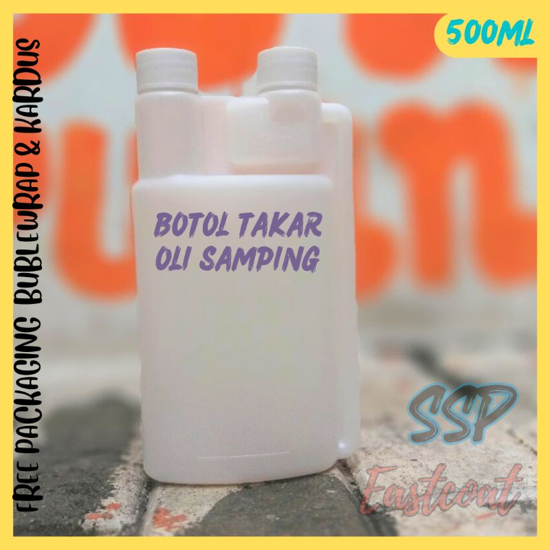 Jual BOTOL TAKAR TAKARAN UKUR OLI SAMPING TWIN NECK 500ml 500 ml ...