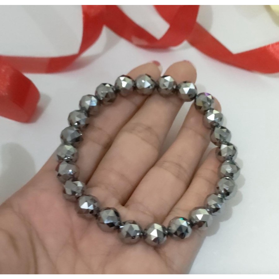 Jual Bracelet / Gelang diamond faceted terahertz 8 mm Top Grade ...