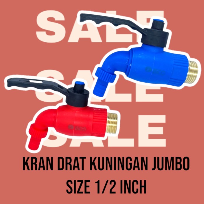Jual Kran Drat Kuningan 1/2 Inch Jumbo Isco Air Plastik Taman Tembok ...