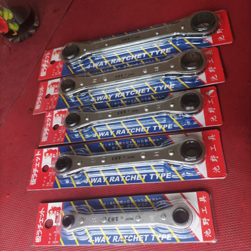 Jual kunci Ring Kombinasi 4 Way Rachet Ganda 10 12 13 14 mm | Shopee ...
