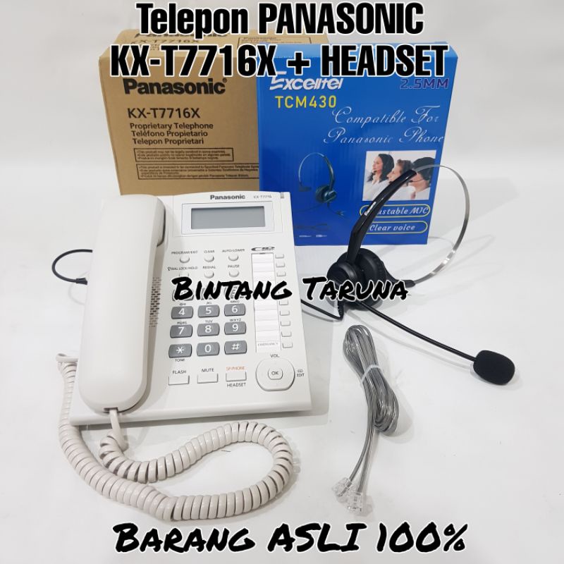 Jual Telepon Kabel Panasonic KX-T7716 + Headset Excelltel 2.5mm TCM430 ...
