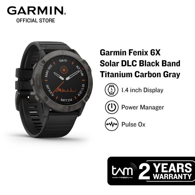 Jual Garmin Fenix 6X Titanium Carbon Gray Dlc With Black Band (Solar ...