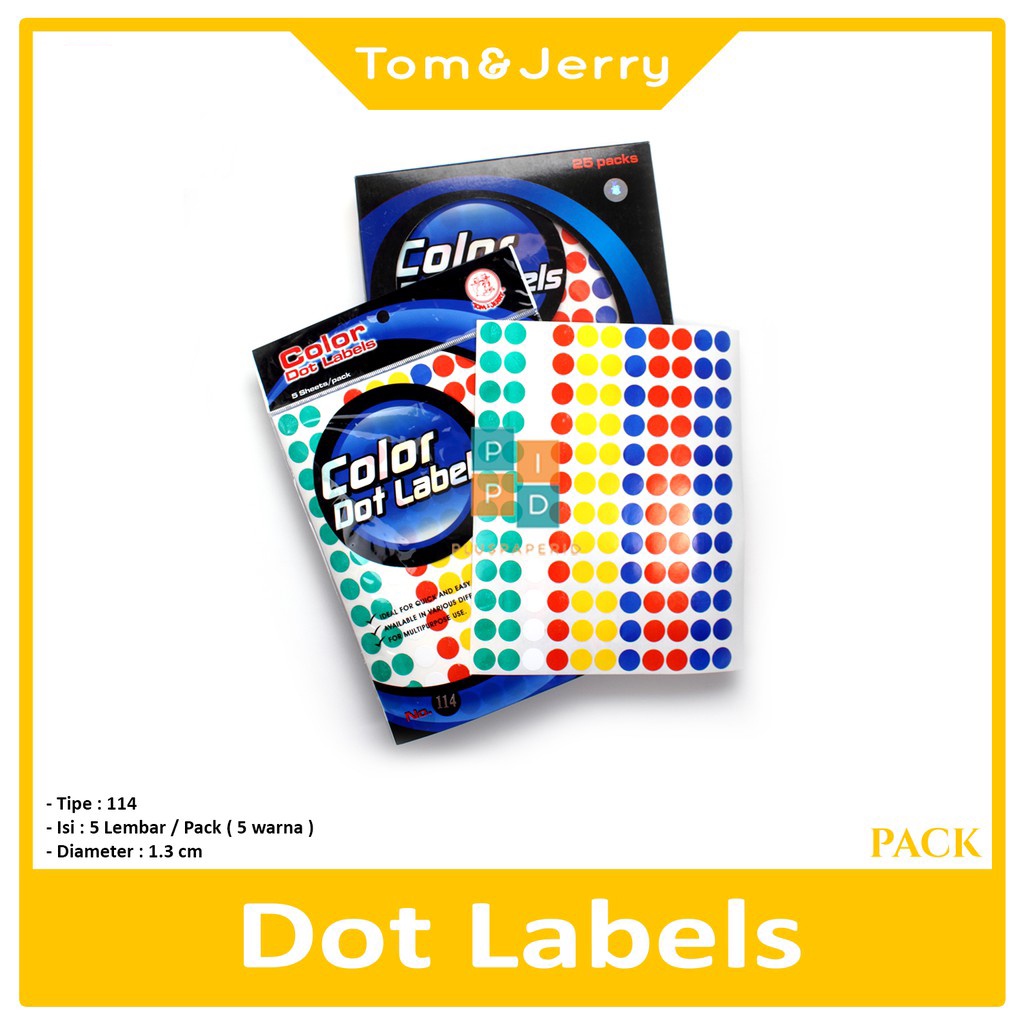Jual Tom & Jerry Color Dot Labels 114-115-116-117-118 Full Color - Pad ...