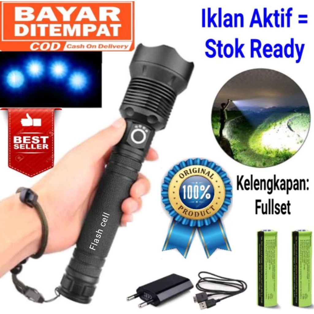 Jual Senter Led Super Terang XHP Original 90.000 Lumens Rechargeable - Senter Xhp | Shopee Indonesia