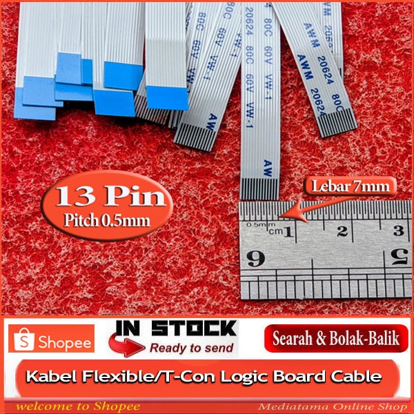 Jual Kabel Flexible AWM 13 Pin Pitch 0.5mm (Lebar 7mm) FFC Logic Board ...
