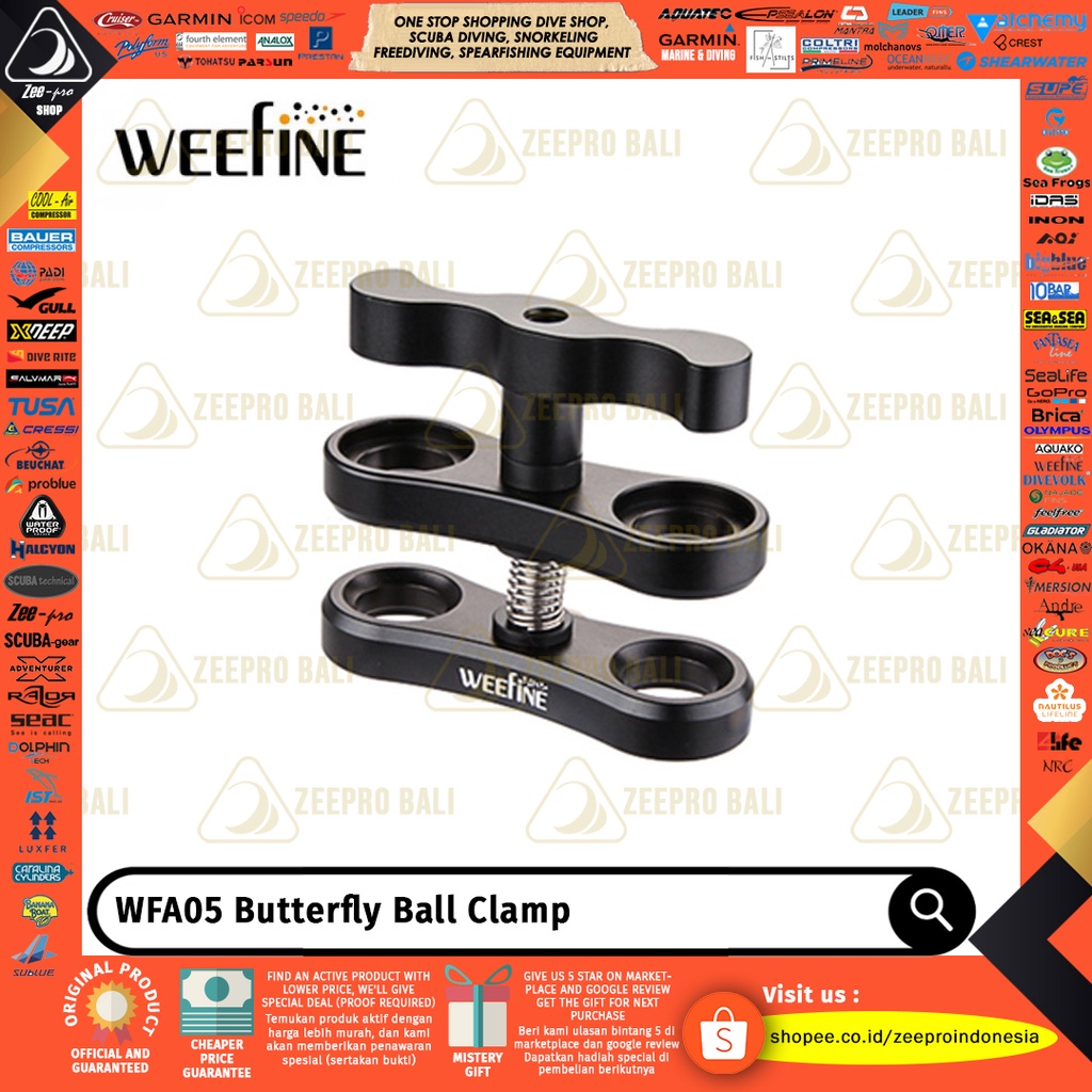 Jual Butterfly Ball Clamp Arm Joint Camera Weefine WFA05 Clip Aluminium ...