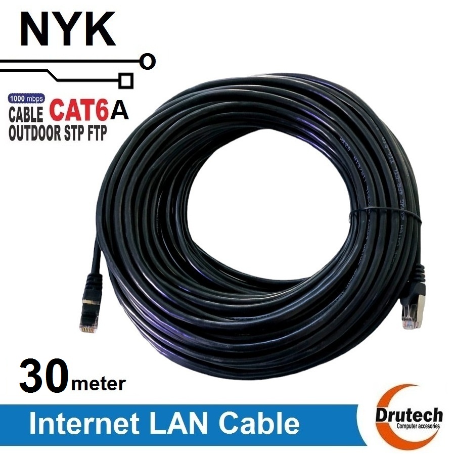 Jual NYK Kabel Lan FTP Cat6A Outdoor 30m Internet Ethernet RJ45 | Shopee Indonesia
