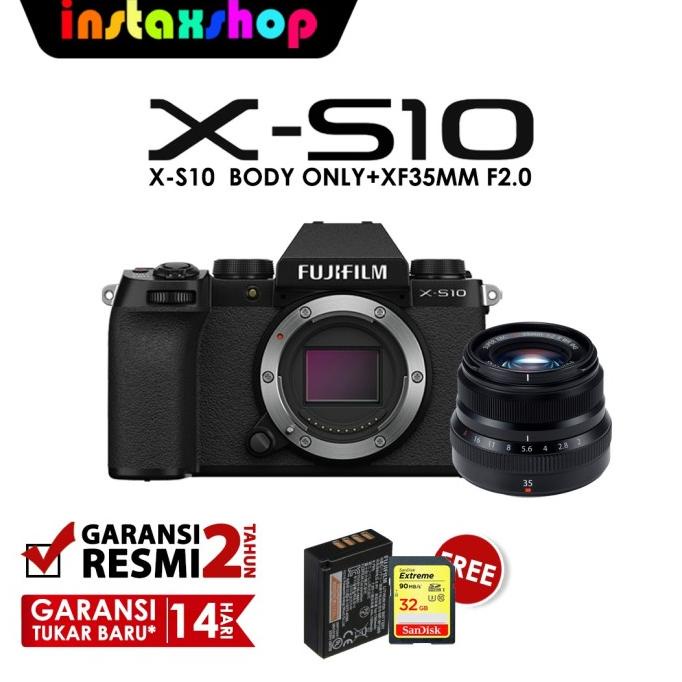 Jual Fujifilm X-S10 XS10 Body Kit XF 35mm F2 R WR Kamera Mirrorless ...