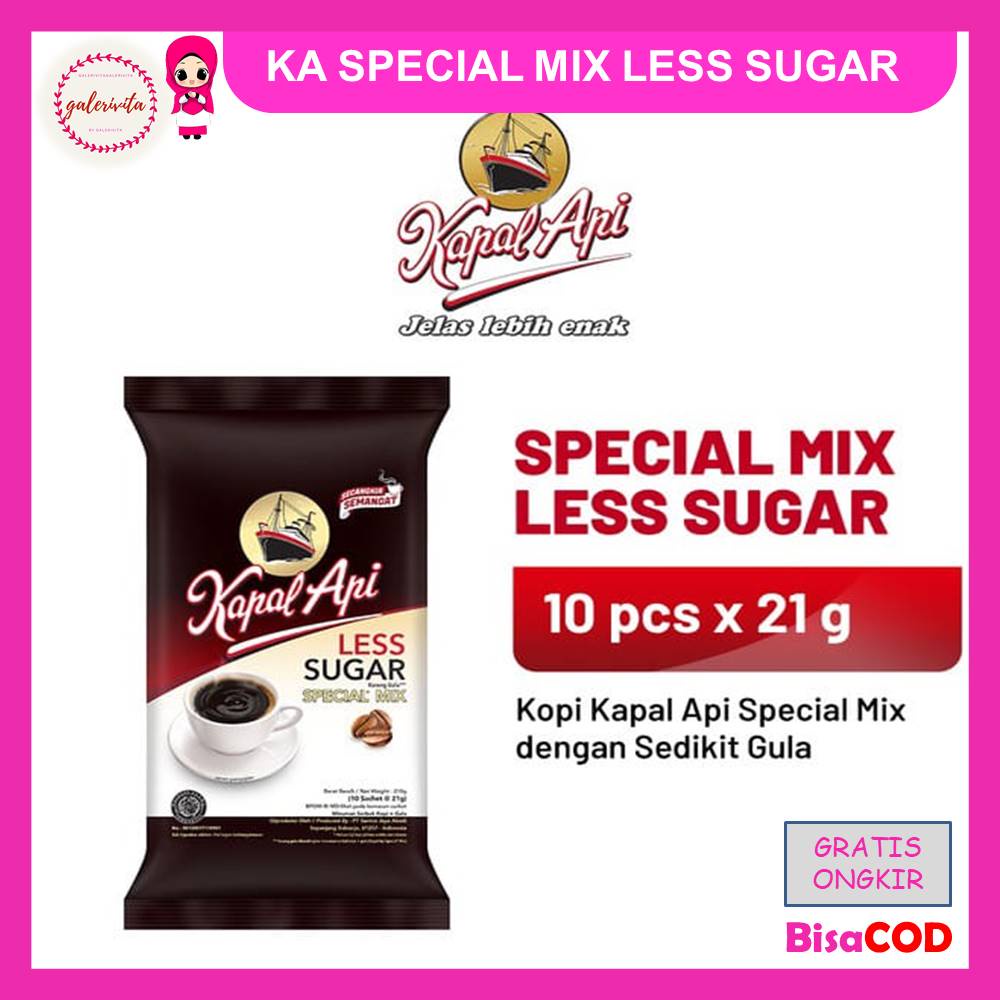 Jual Kapal Api Special Mix Less Sugar 1 Pack Renceng (10 x 21 gr ...
