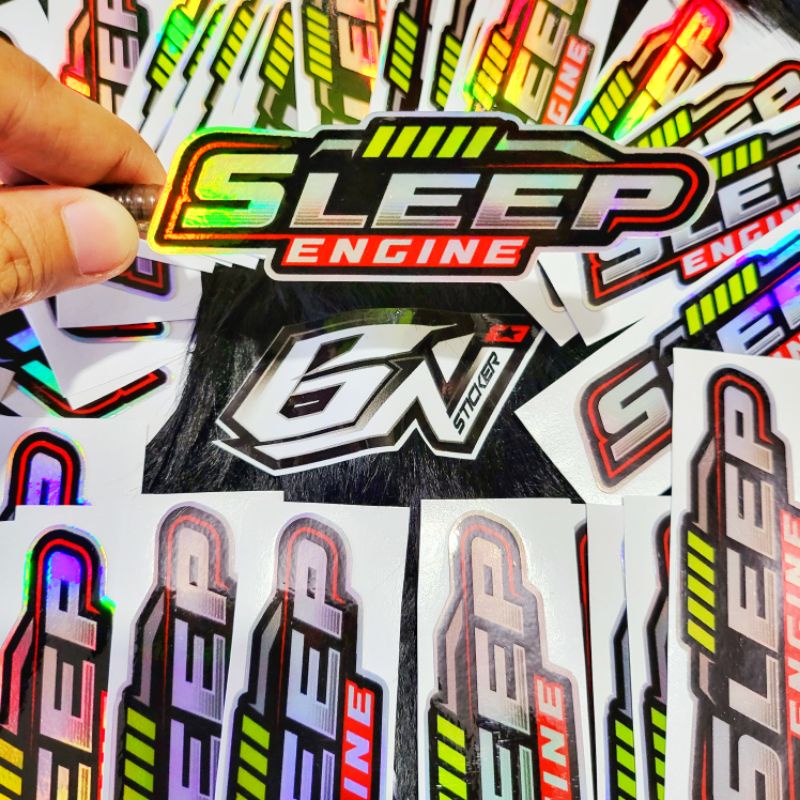 Jual stiker viral sticker kata2 Hologram Sleep engine | Shopee Indonesia